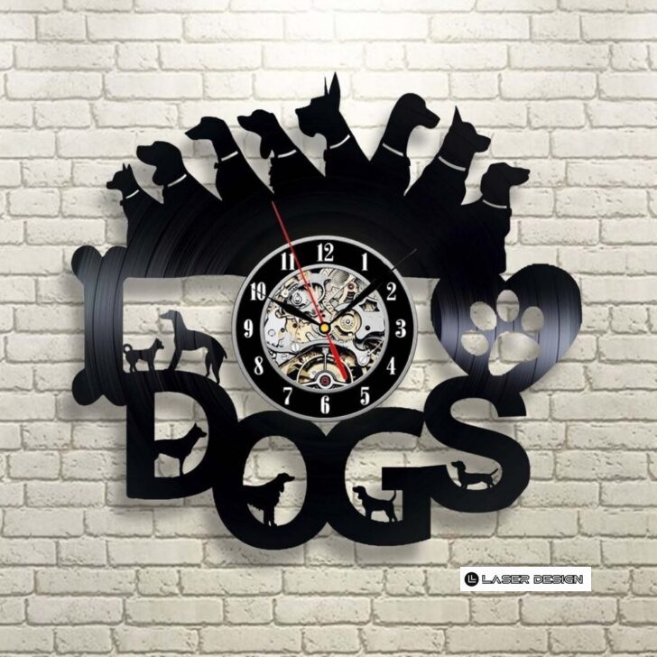 Dogs Wall Clock Laser Cut DXF File - Free Download Laser Design ...