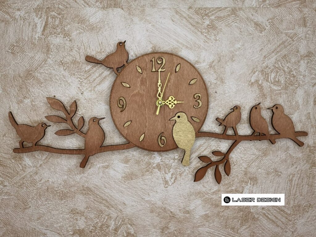 Laser Cut Wall Clock Free Vector Birds On Branch - Free Download Laser ...