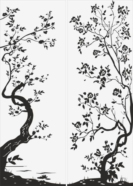 Free Vector Black Tree Sandblast Pattern - Free Download Laser Design ...